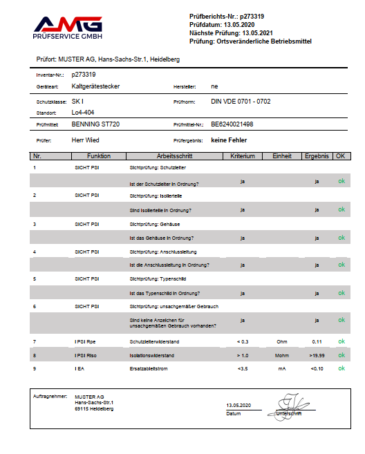 BGV A3 Prüfung - (DGUV V3) - TRBS - VDE 0701 / 0702